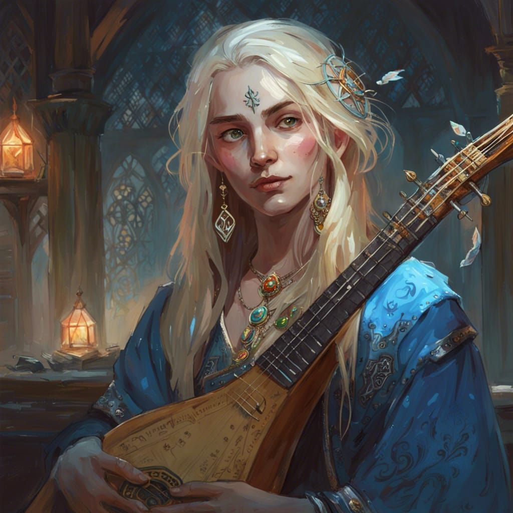 Elven Bard, non-binary - AI Generated Artwork - NightCafe Creator