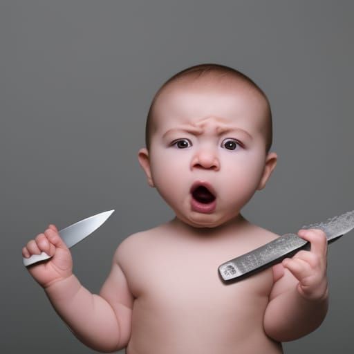 angry babies with big knives - AI Generated Artwork - NightCafe Creator