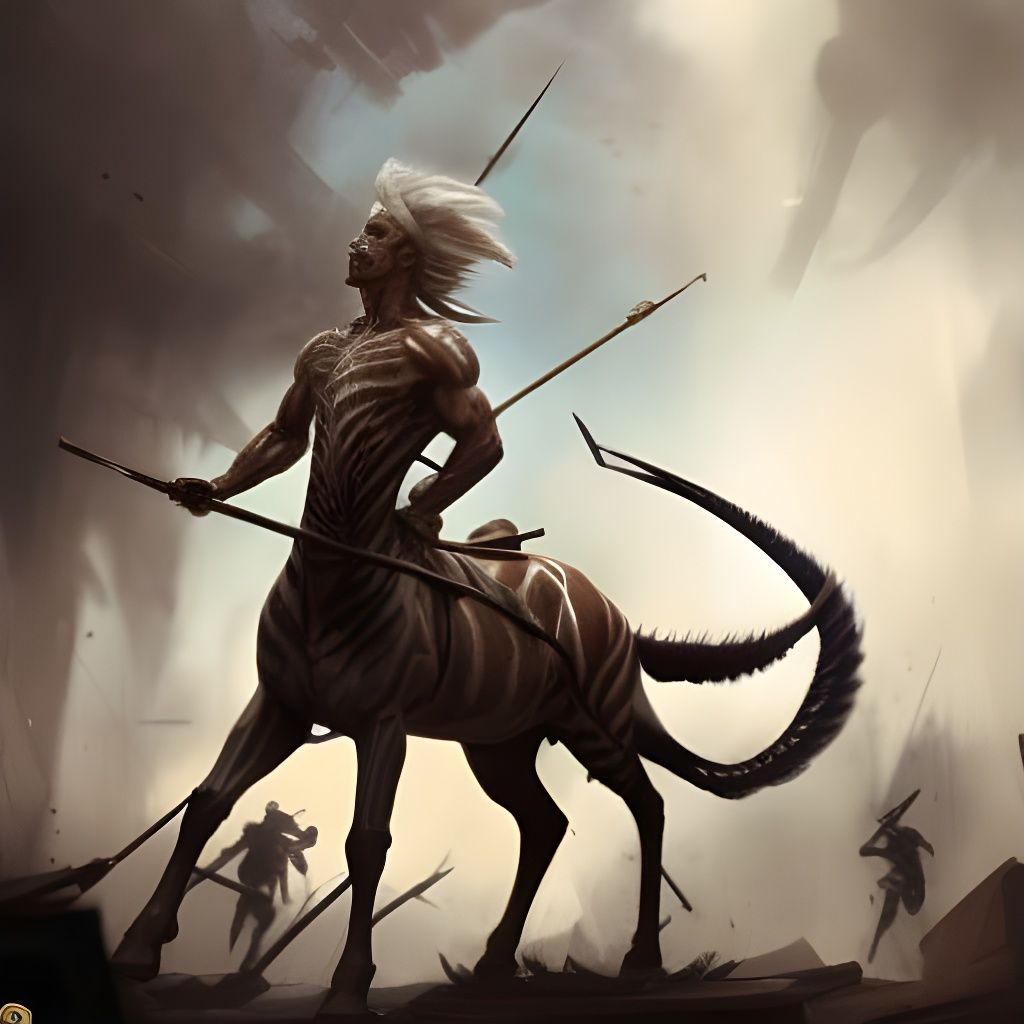 Bi-tailed Zebra Centaur, Pursued by Humans - AI Generated Artwork ...