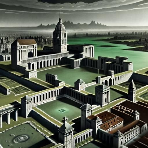 A honest Neo-roman democratic city-state, early 1950's. Epic cinematic ...