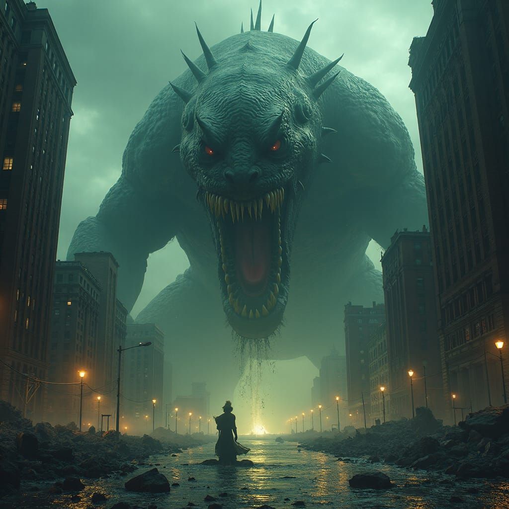 Colossal Monster Destroys Baltimore in Dark, Eerie... - AI Art