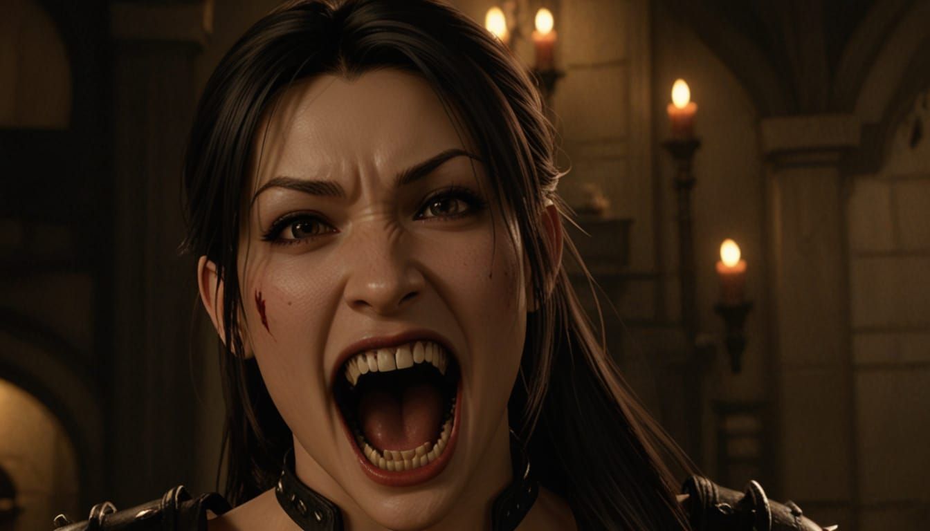 Tifa Lockhart as a Cyberpunk Vampire with Piranha ... - AI Art