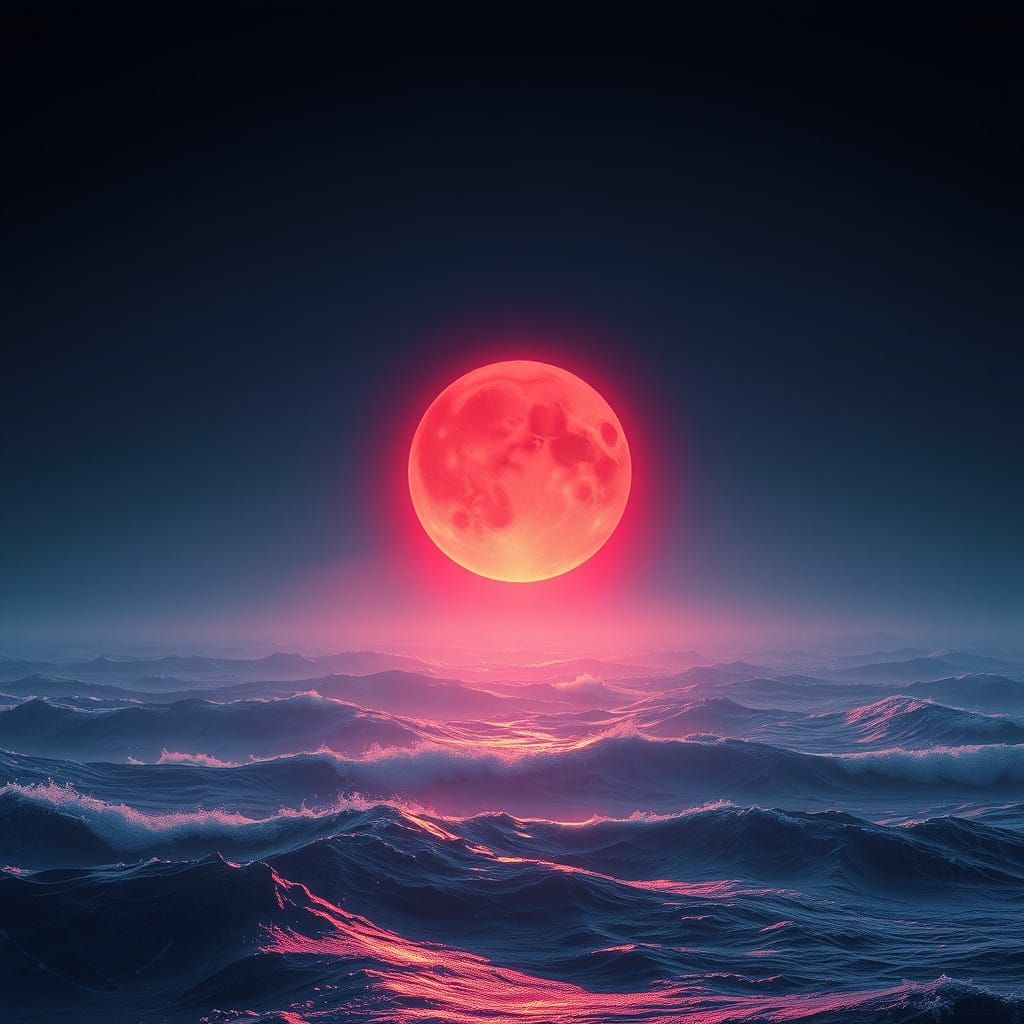 Ominous Black Sun Rises Over Turbulent Atlantic Oc... - AI Art