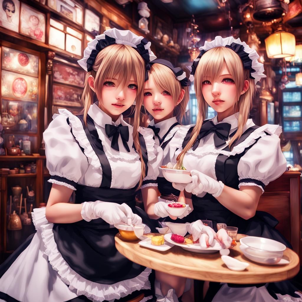Maid Cafe Girls - AI Generated Artwork - NightCafe Creator