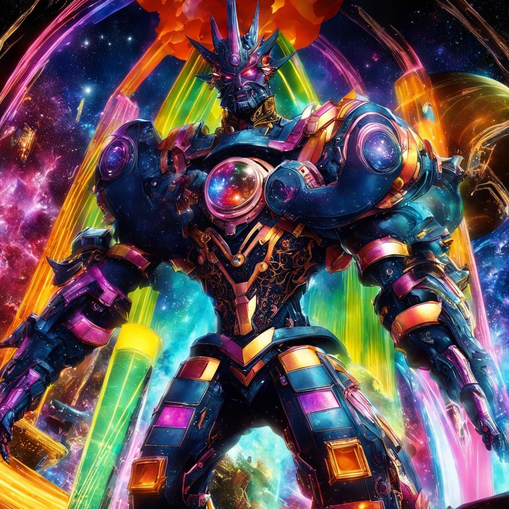 Cosmic Entity Merges Industrial and Ethereal Eleme... - AI Art