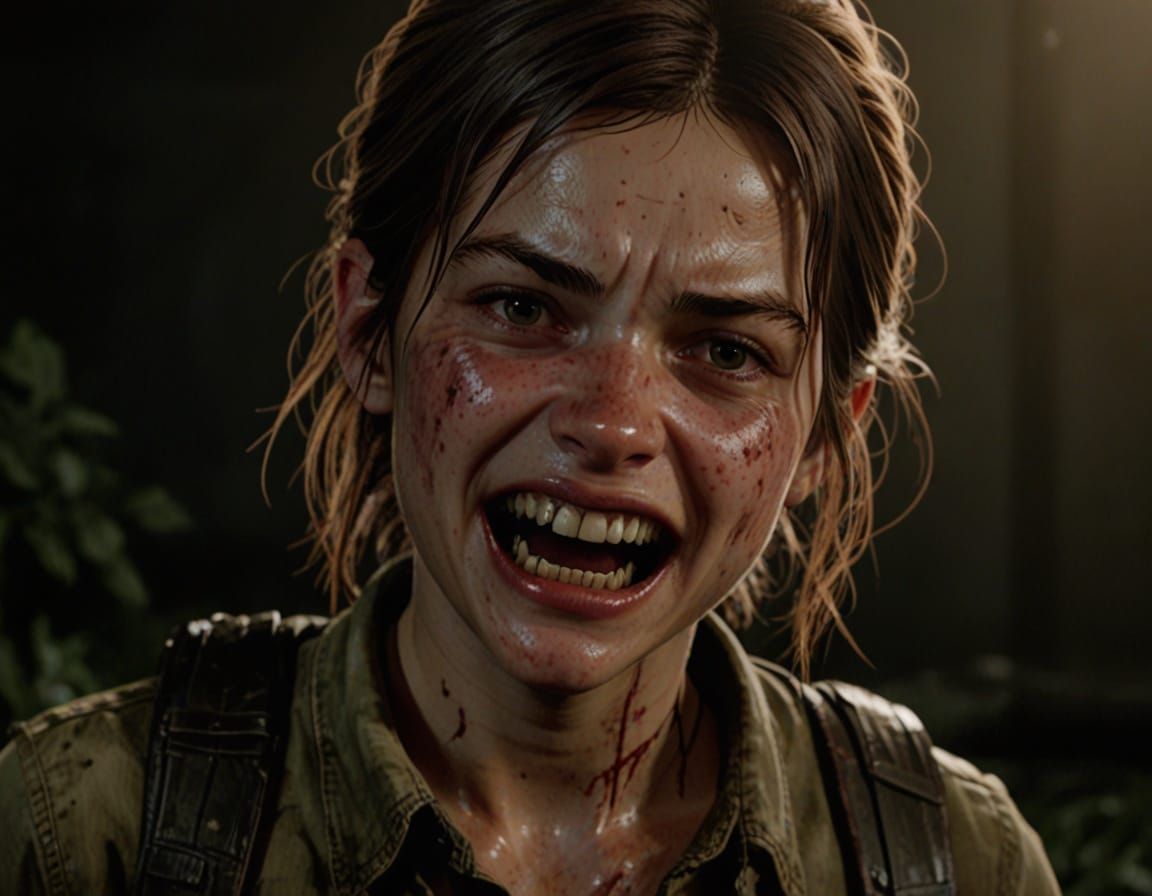 Ellie Vampire with Pointed Teeth - AI Art