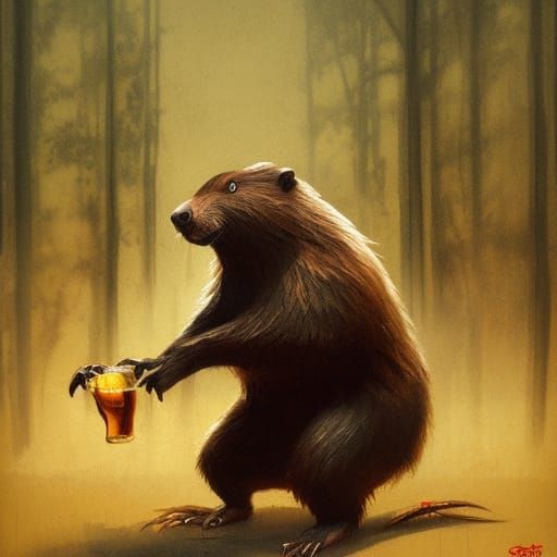 Beaver drinks beer no more! - AI Generated Artwork - NightCafe Creator