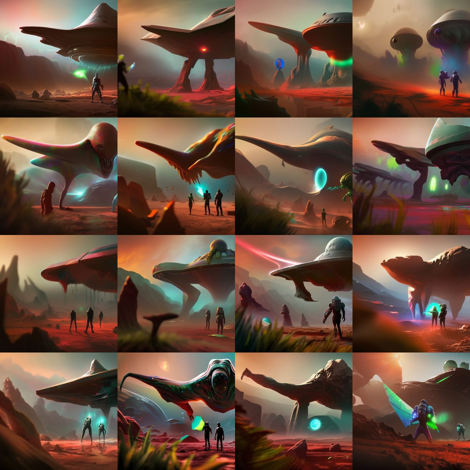 first contact on distant alien planet splash art, spray paint, acrylic ...