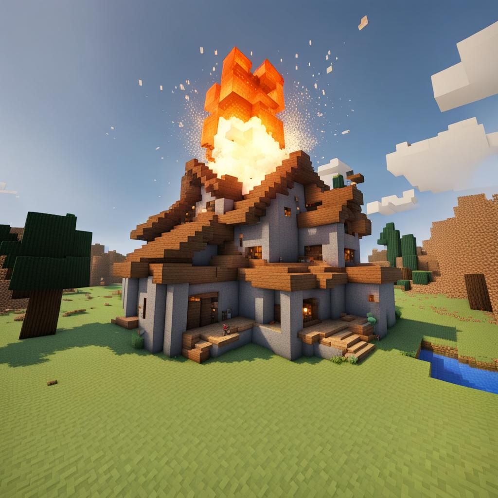 Exploding house - AI Generated Artwork - NightCafe Creator