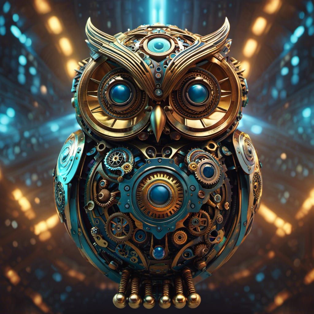 clockwork robot owl - AI Generated Artwork - NightCafe Creator