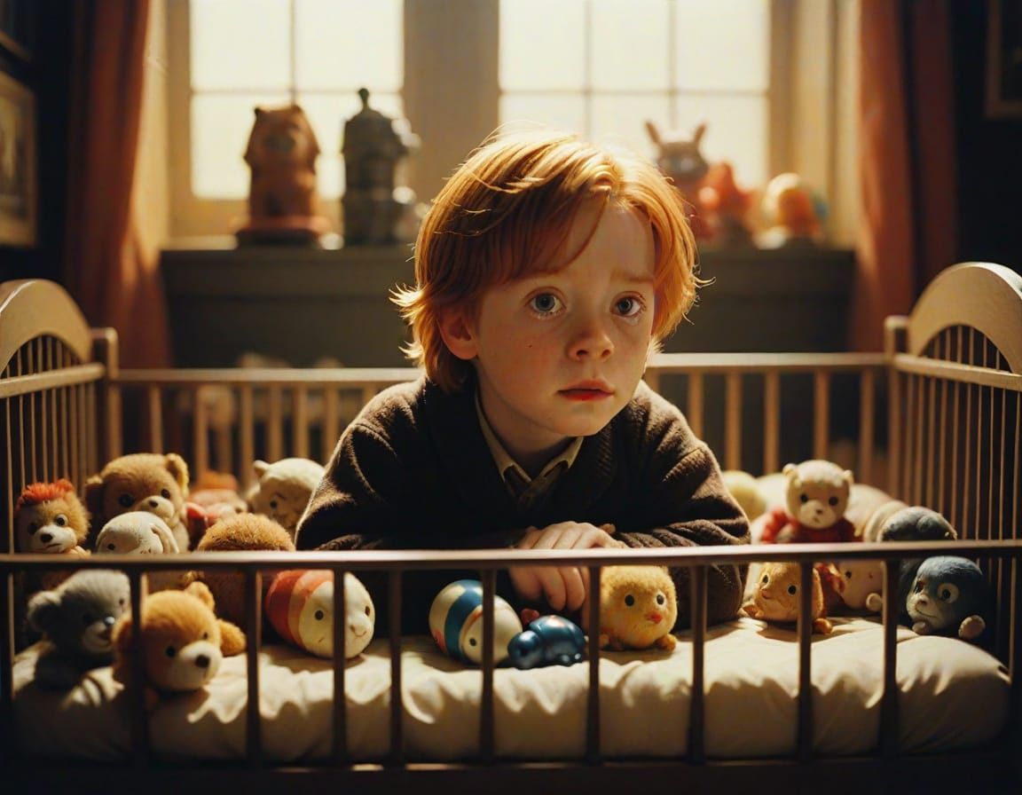 Baby Ron Weasley in Warm Cinematic Light - AI Art