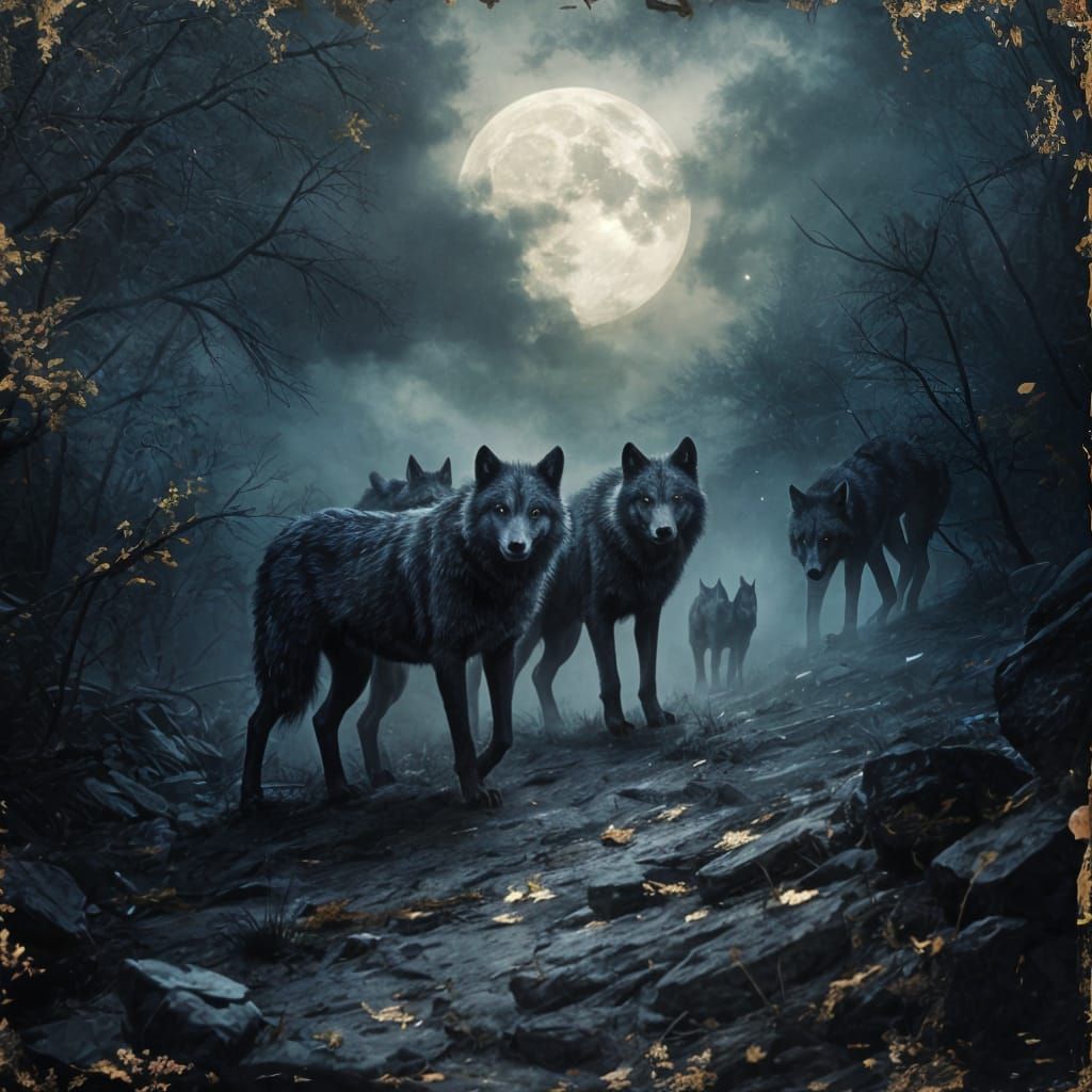 The Wolf Series - 1 - Moonlit Wolf Pack in Weathered Eleganc...