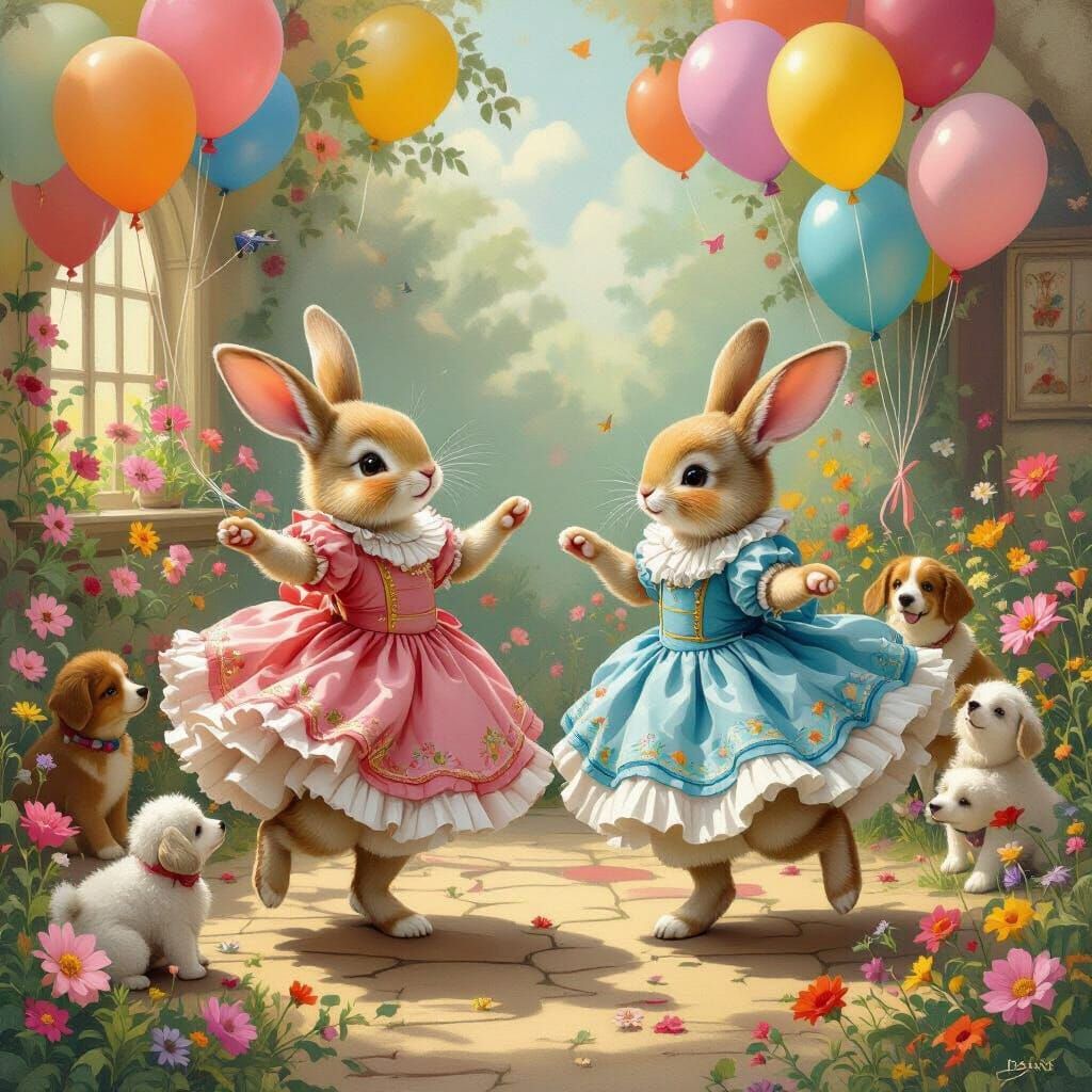 Dancing little Rabbit Girls - Rabbits Dancing Lambada at Par...