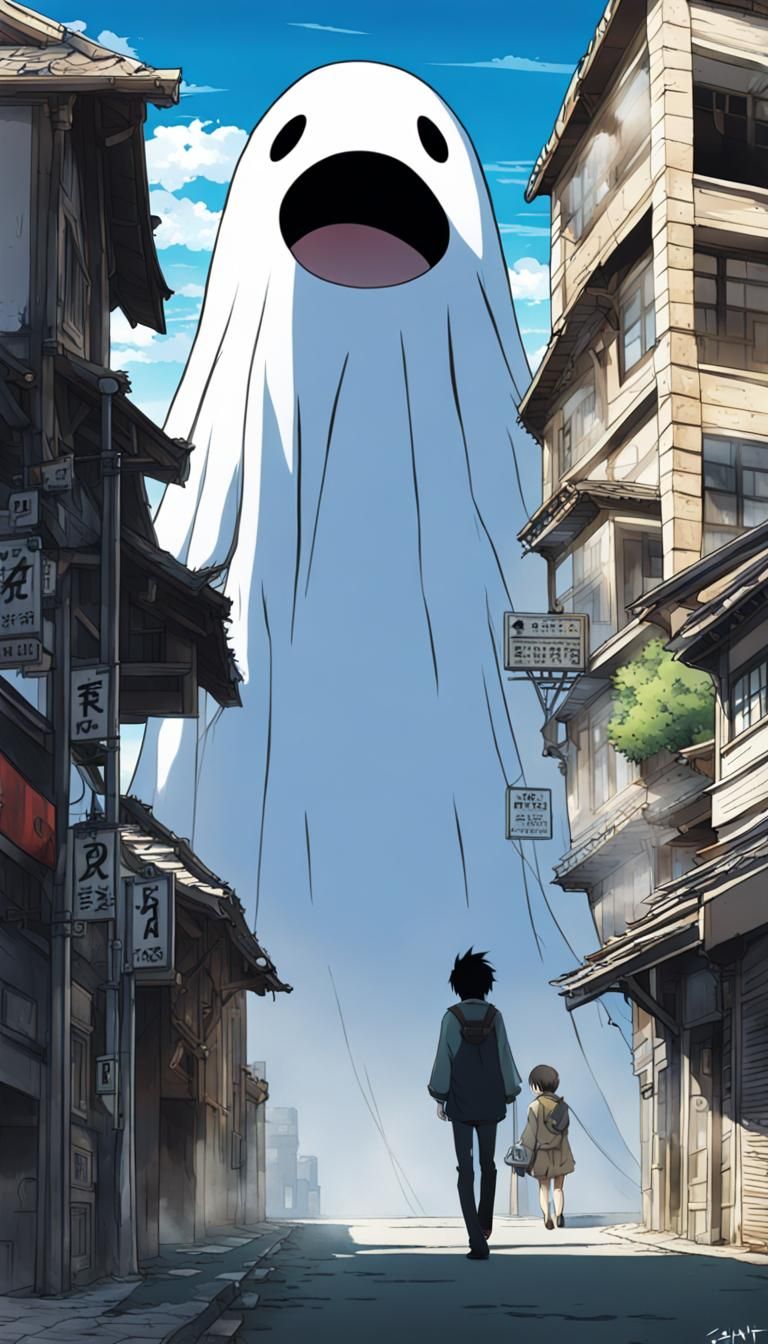gaint ghost looming down on a town - AI Generated Artwork - NightCafe ...