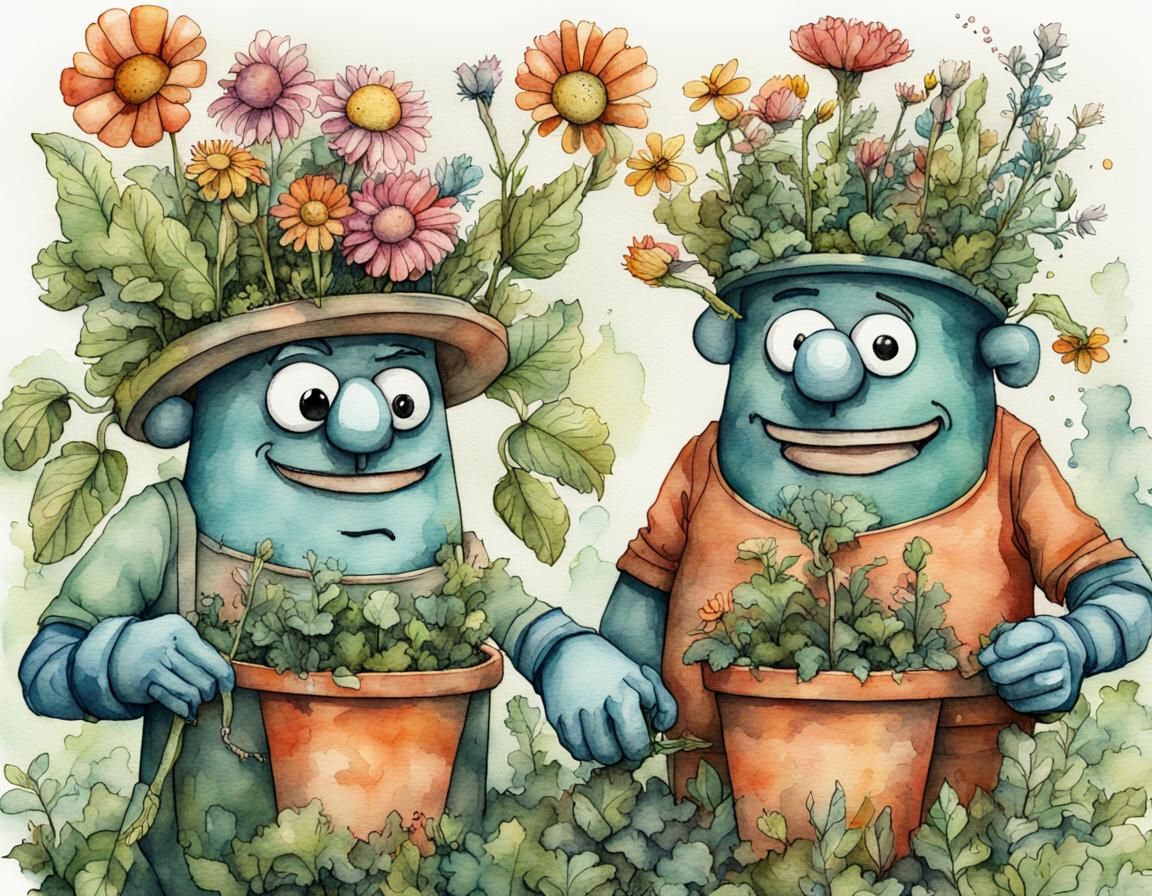Bill and Ben the Flower Pot Men - AI Generated Artwork - NightCafe Creator