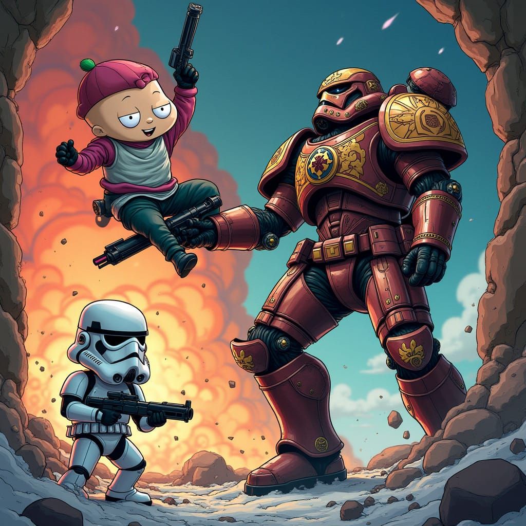 Epic Space Marine Casts Stormtrooper into Vortex o... - AI Art