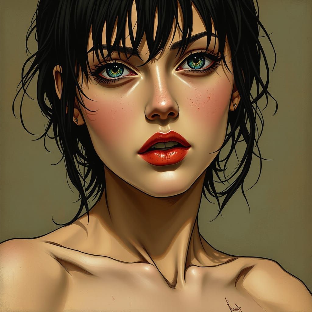 Lady Mikasa IV - Mikasa Bare Chest Portrait in Egon Schiele ...