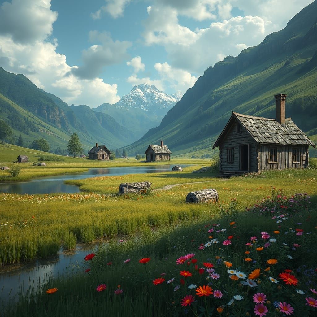 abended village - Whimsical Village Oasis in a Lush, Dreamli...