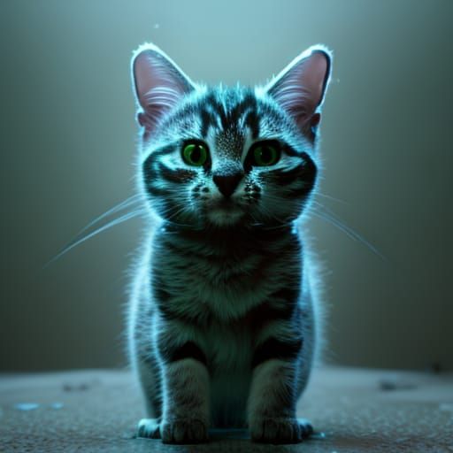 A deep crystal Kitten, breathtaking intricate details, realistic CGI ...