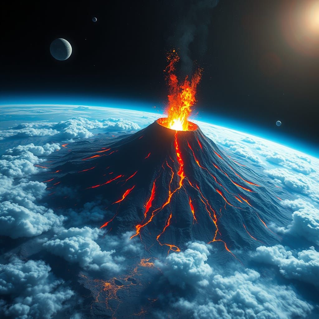 volcano erupting from space - volcano erupting from space