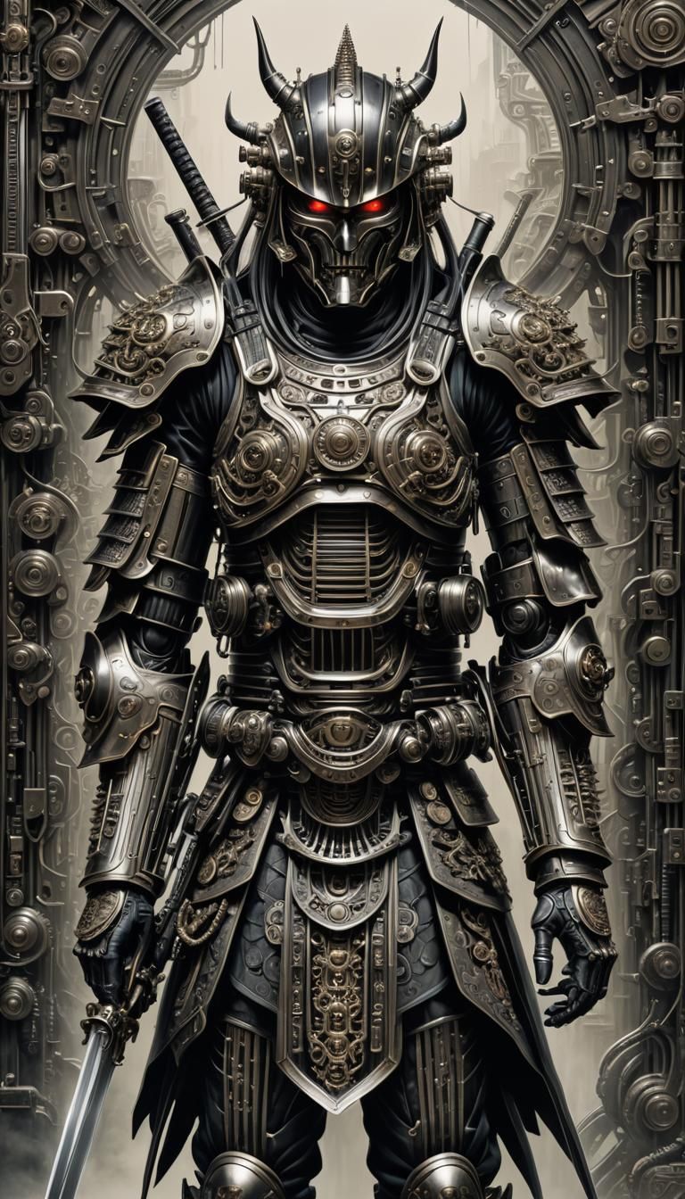 Mecha Samurai - Black - AI Generated Artwork - NightCafe Creator