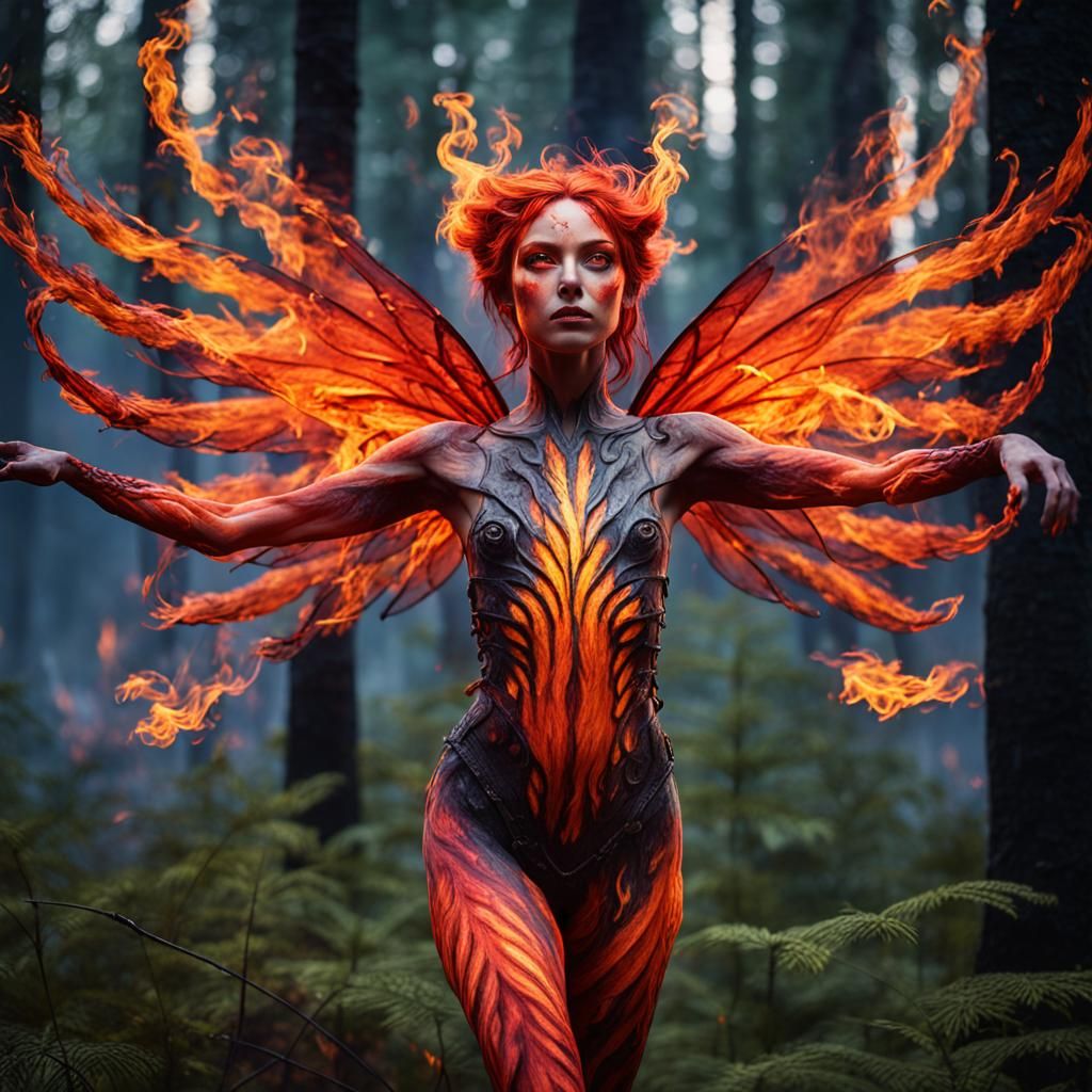 Portrait of a fire nymph - AI Generated Artwork - NightCafe Creator