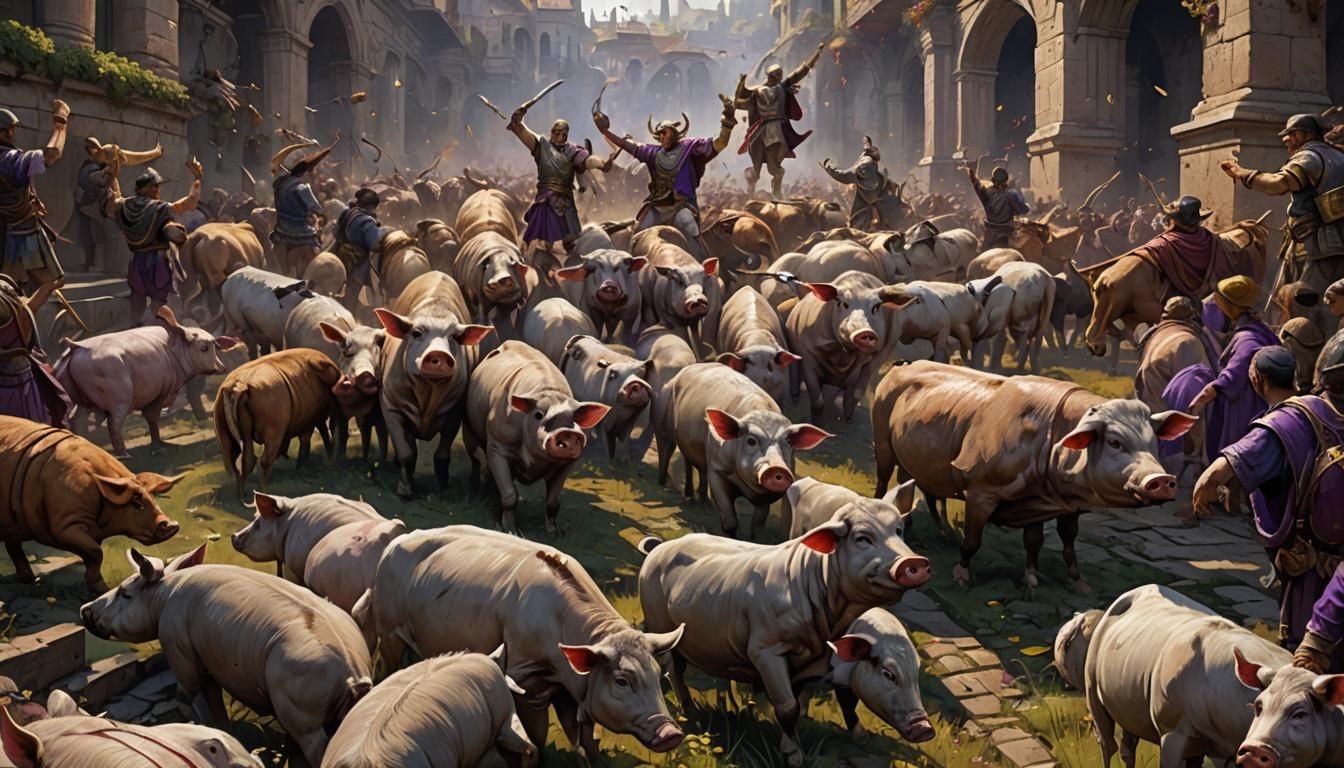 pigs and cows raise their right leg high, this is the Roman salute - AI ...