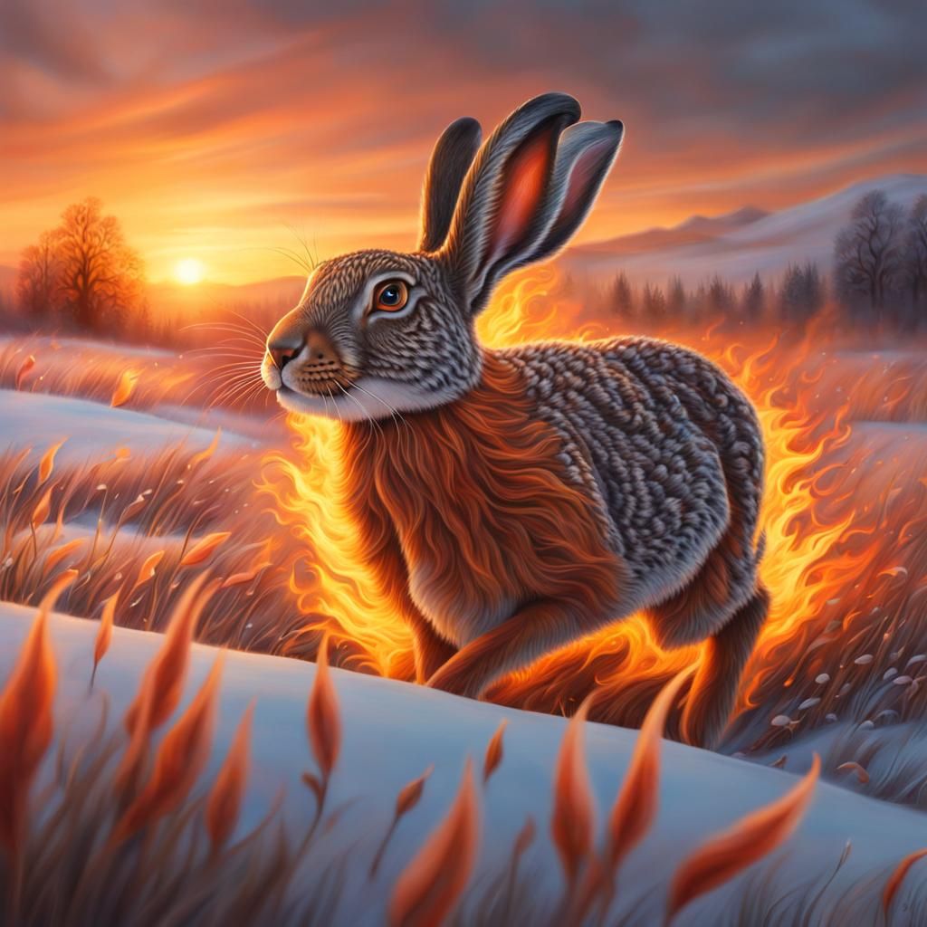 Flaming hare....go Larry! - AI Generated Artwork - NightCafe Creator