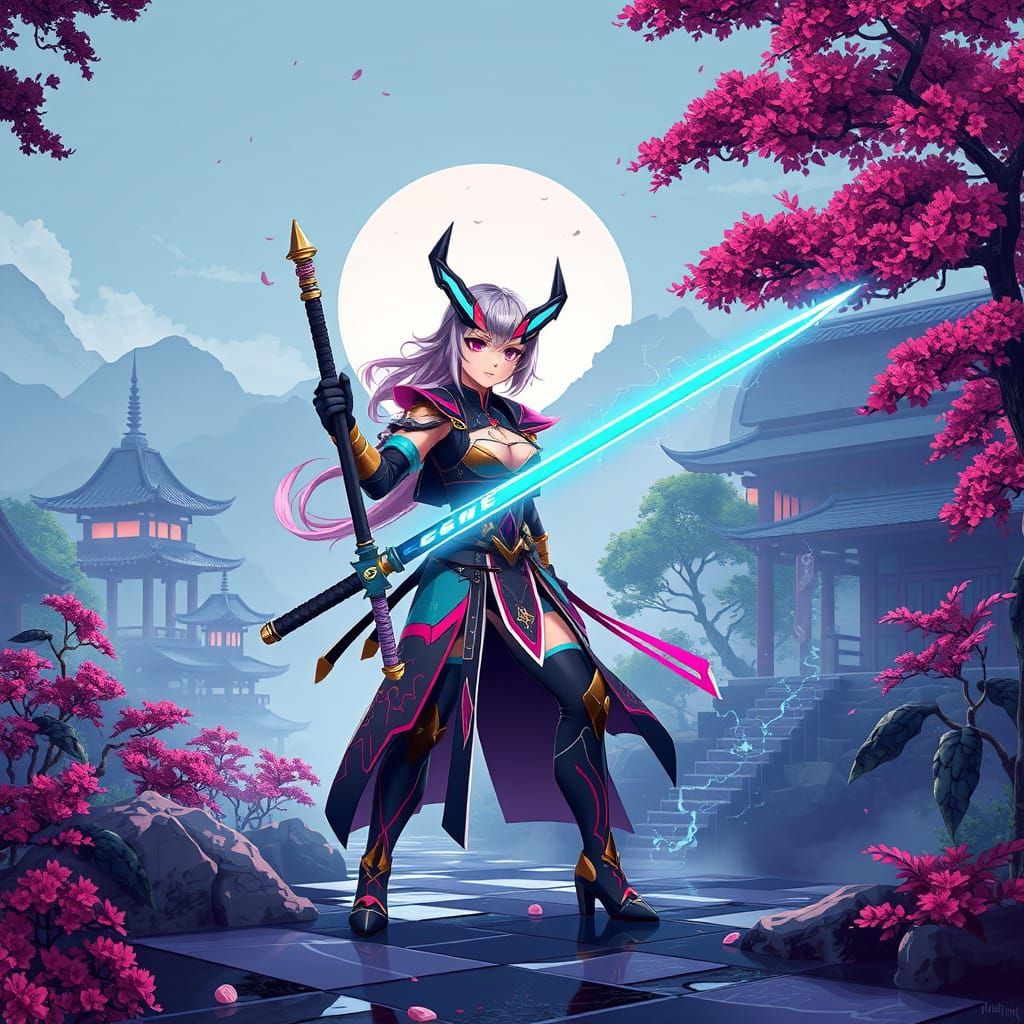 Raiden Shogun from Genshin Impact Pixel Art