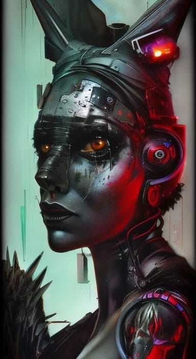 Cyberpunk Crow Woman - AI Generated Artwork - NightCafe Creator