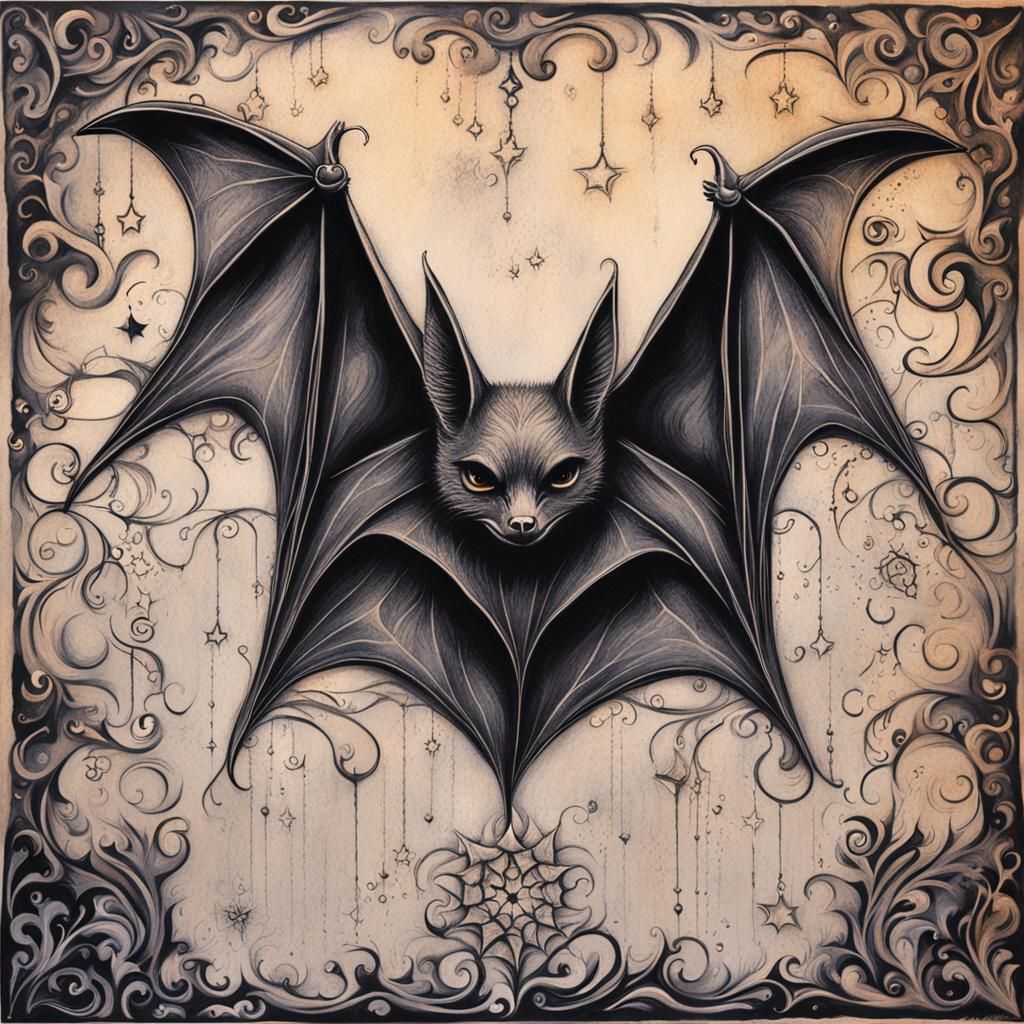 bat gothic chalk art - AI Generated Artwork - NightCafe Creator