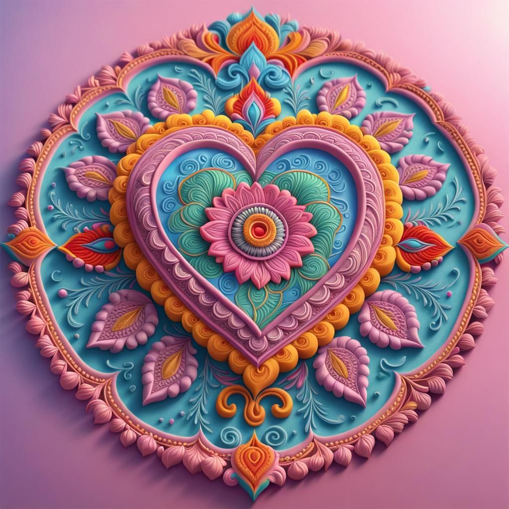 Rangoli Heart Shield - AI Generated Artwork - NightCafe Creator