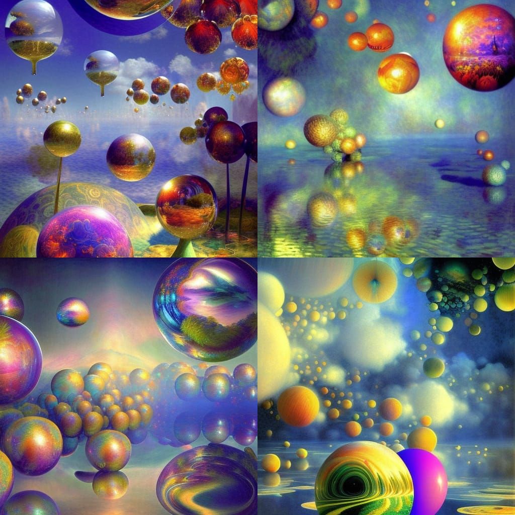 beautiful psychedelic 3D spherical Orb floating in heavenly paradise ...