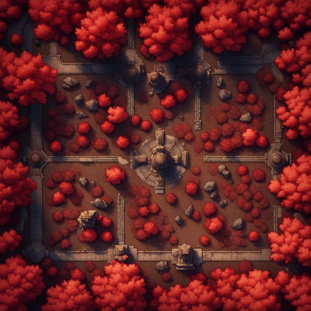 DnD Redwood Courtyard Map - AI Generated Artwork - NightCafe Creator