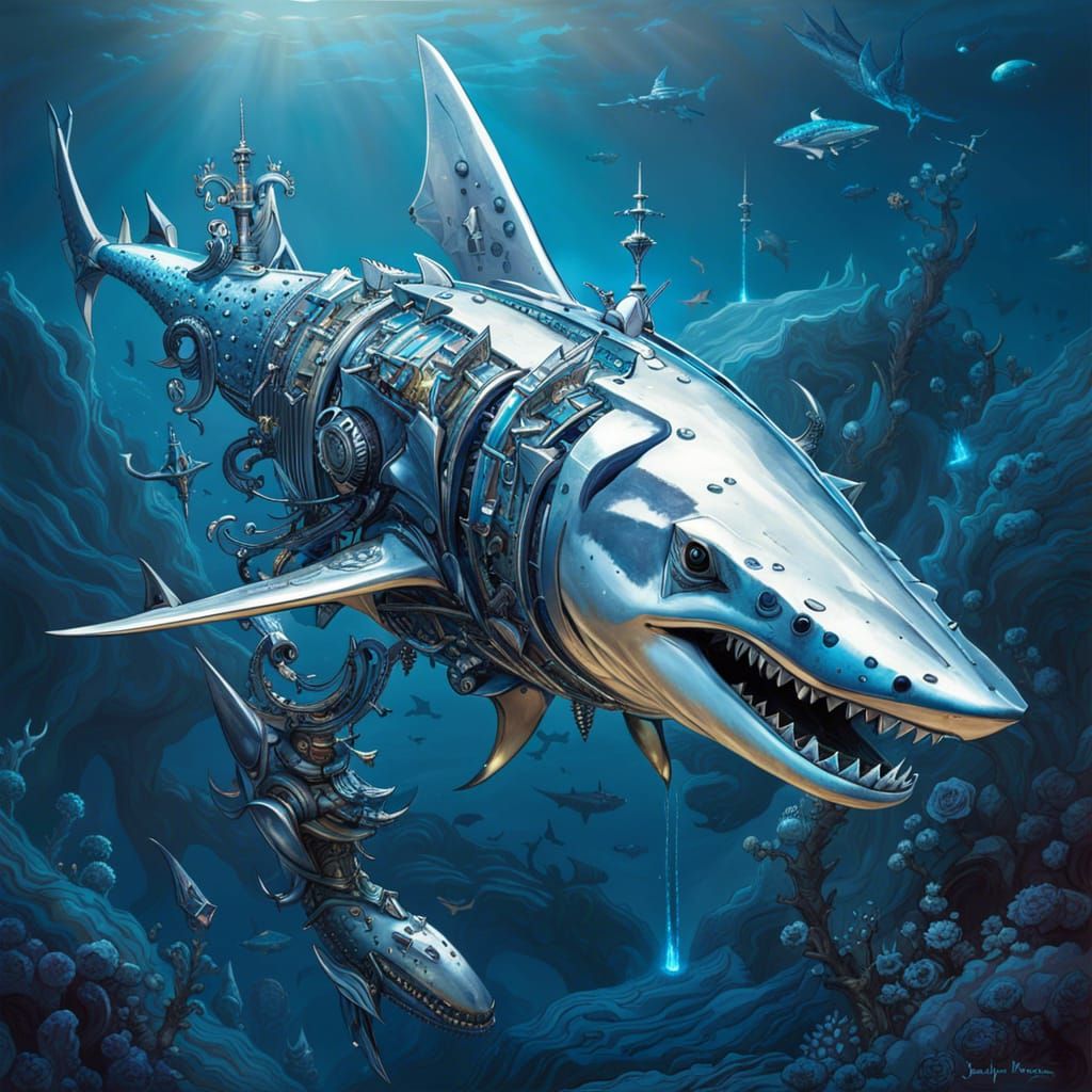 Cybershark transformer - AI Generated Artwork - NightCafe Creator