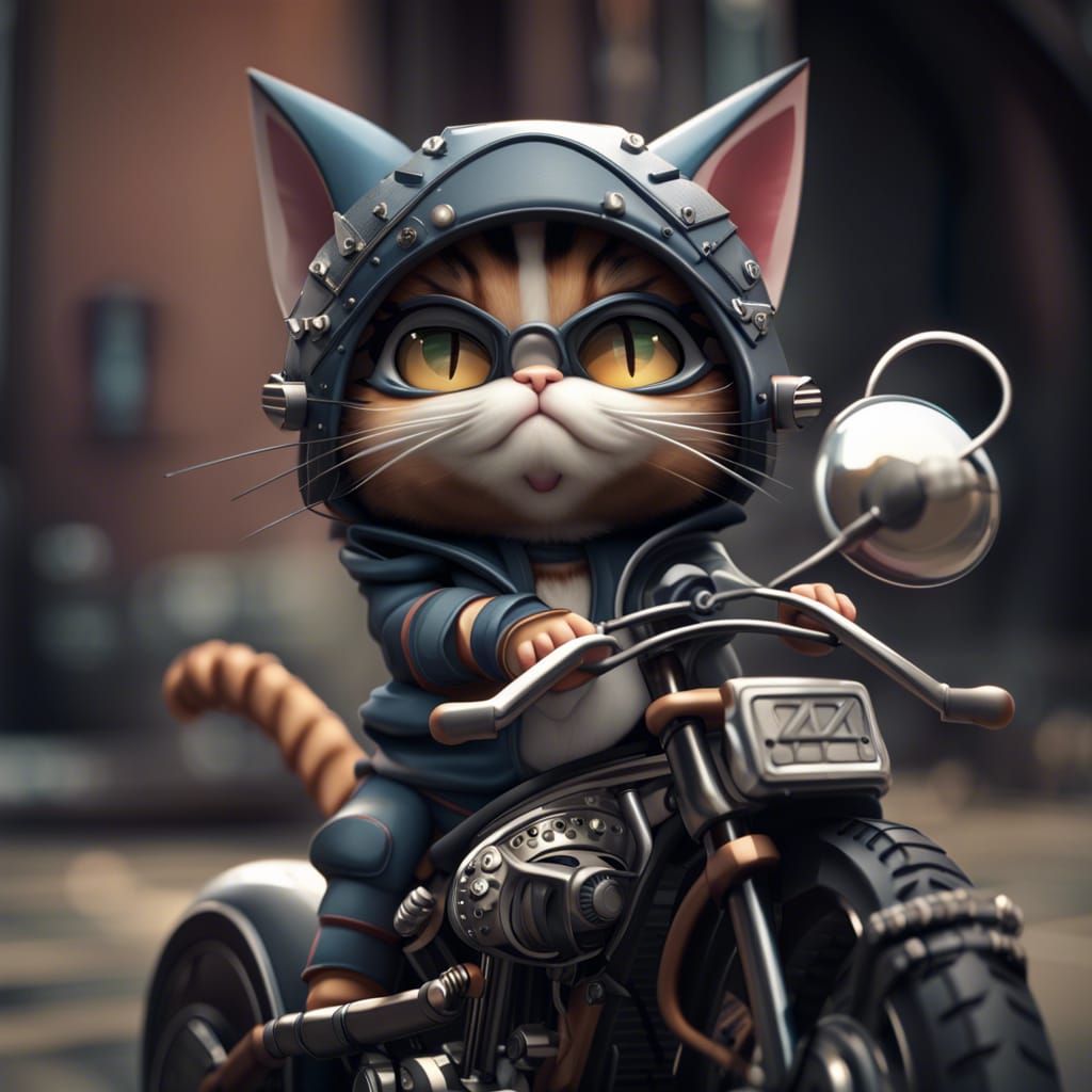 Cat Series; Motorbike Gang - AI Generated Artwork - NightCafe Creator