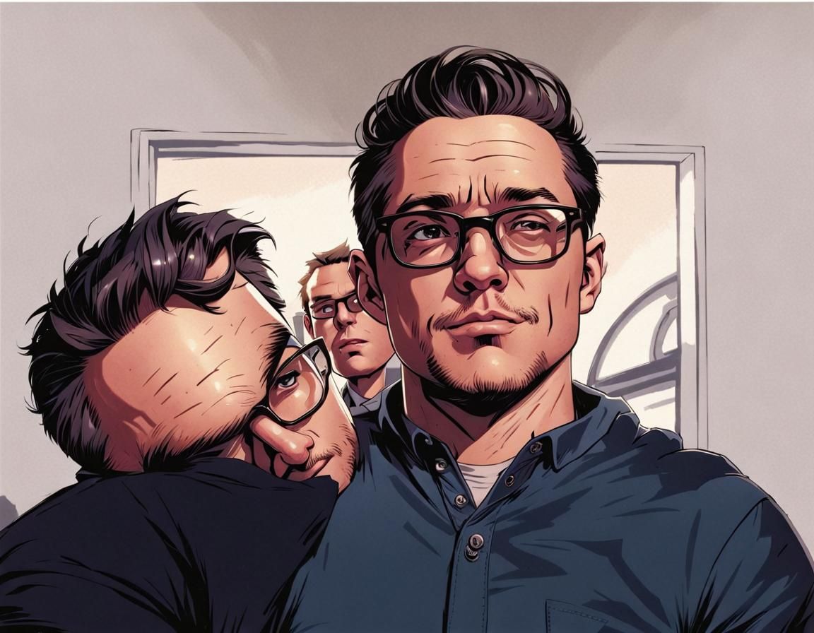 Short beatnik with man wearing glasses. Mark Brooks and Dan Mumford ...