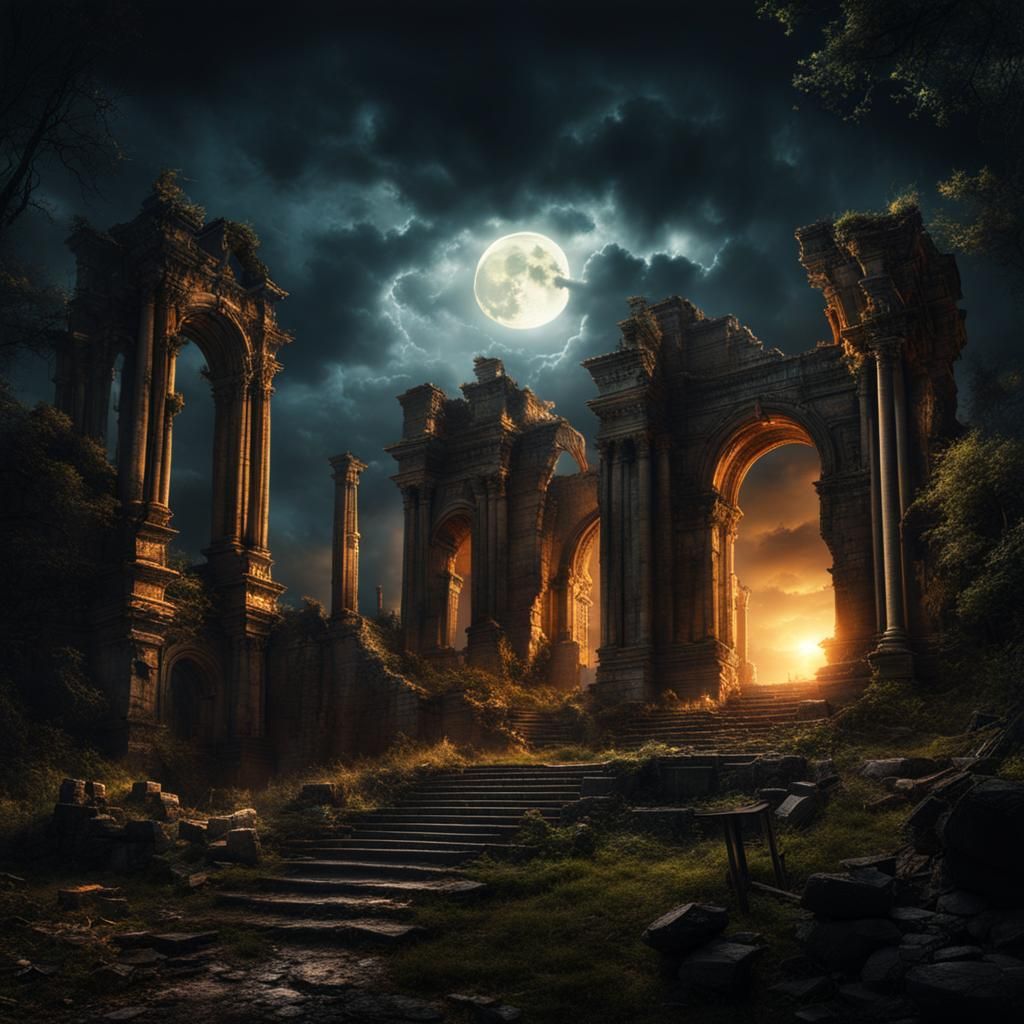 Mysterious place at night - AI Generated Artwork - NightCafe Creator