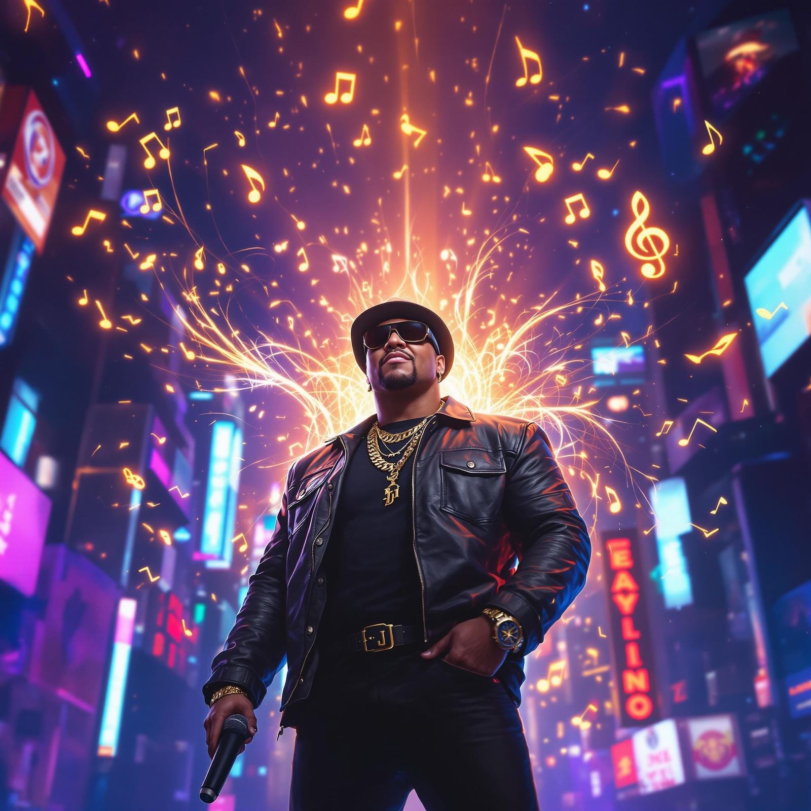 Ll cool J rap lights - Ll Cool J Raps in Neon-Lit Cityscape ...