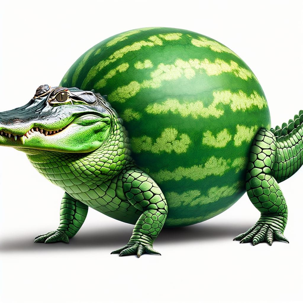 Alligator Watermelon Hybrid with Playful Contrast - AI Art