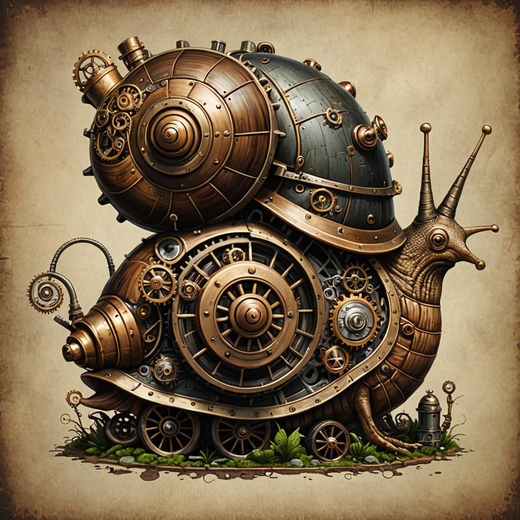 Steampunk snail drawing - AI Generated Artwork - NightCafe Creator