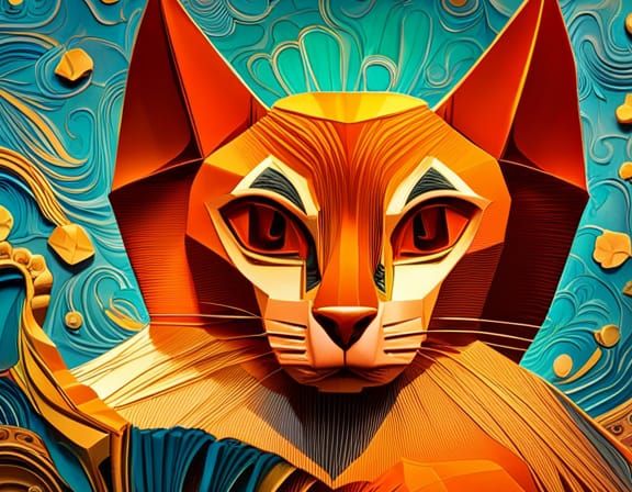 Cat Paper Sculpture - AI Generated Artwork - NightCafe Creator