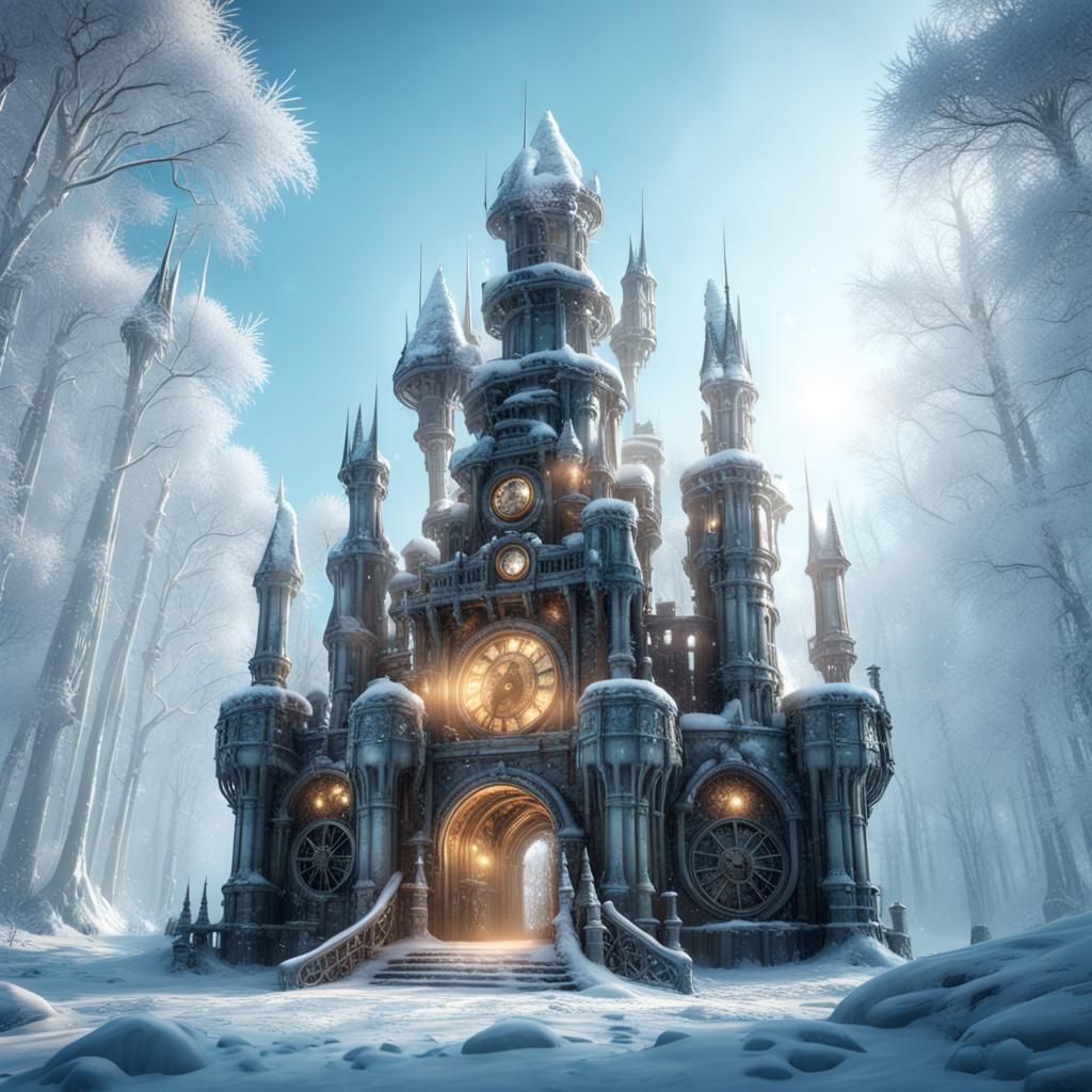 Steampunk ice castle - AI Generated Artwork - NightCafe Creator