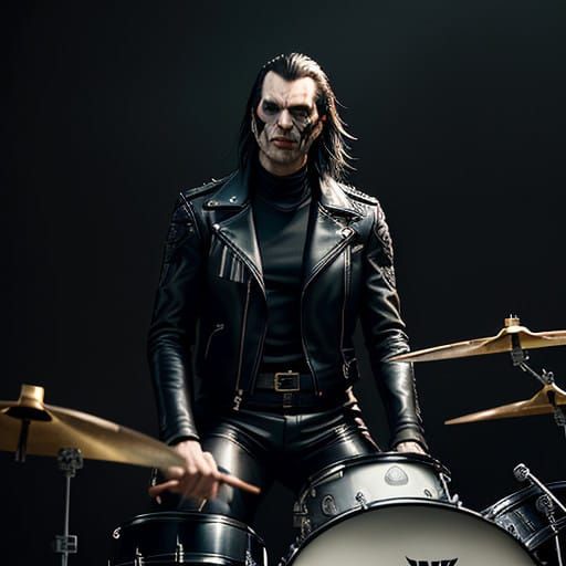 Human Crow Drummer in Photorealistic Filmic Style - AI Art