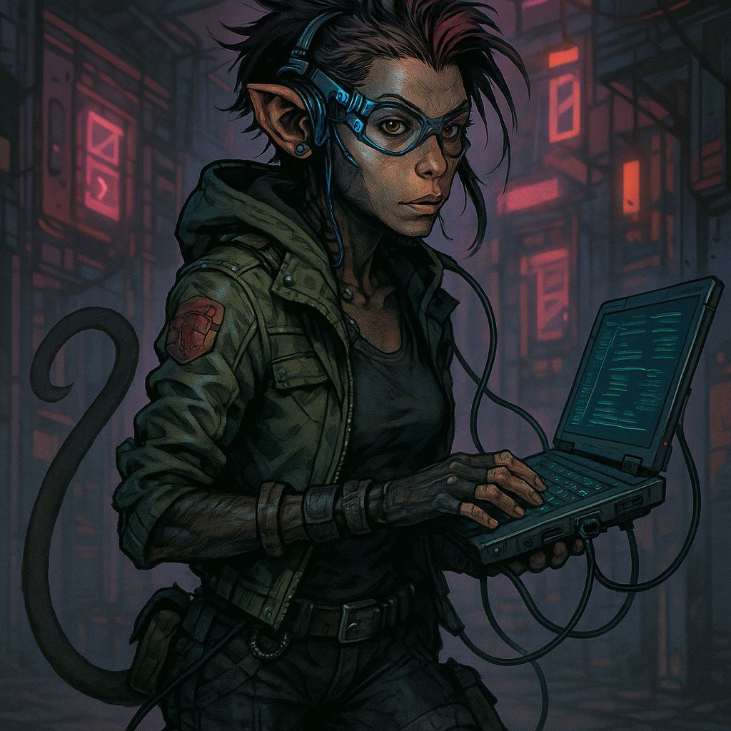 A Shadowrun Female Hanuman Decker - Cyberpunk Shadowrun Fema...