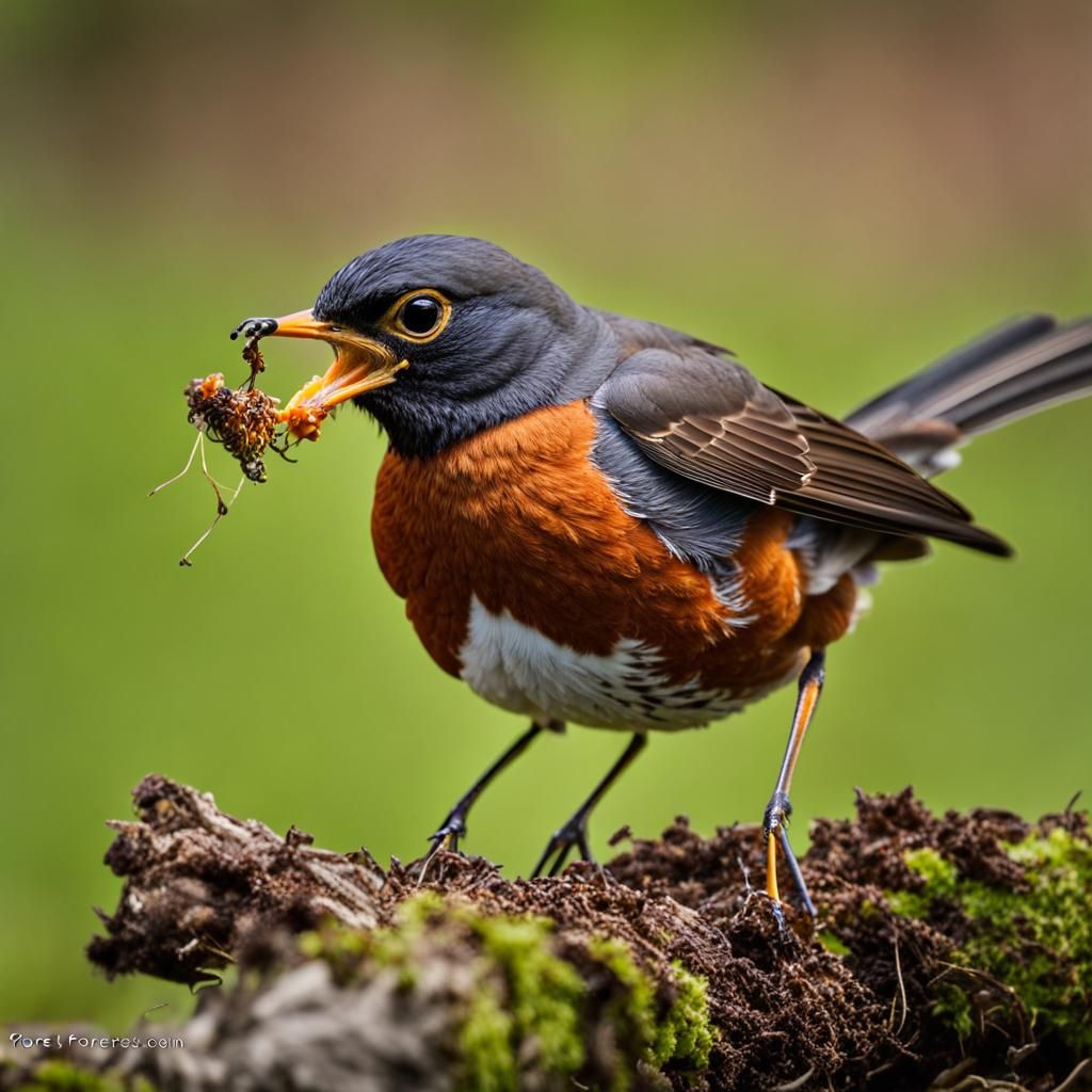 American Robin Eating A Worm - AI Generated Artwork - NightCafe Creator