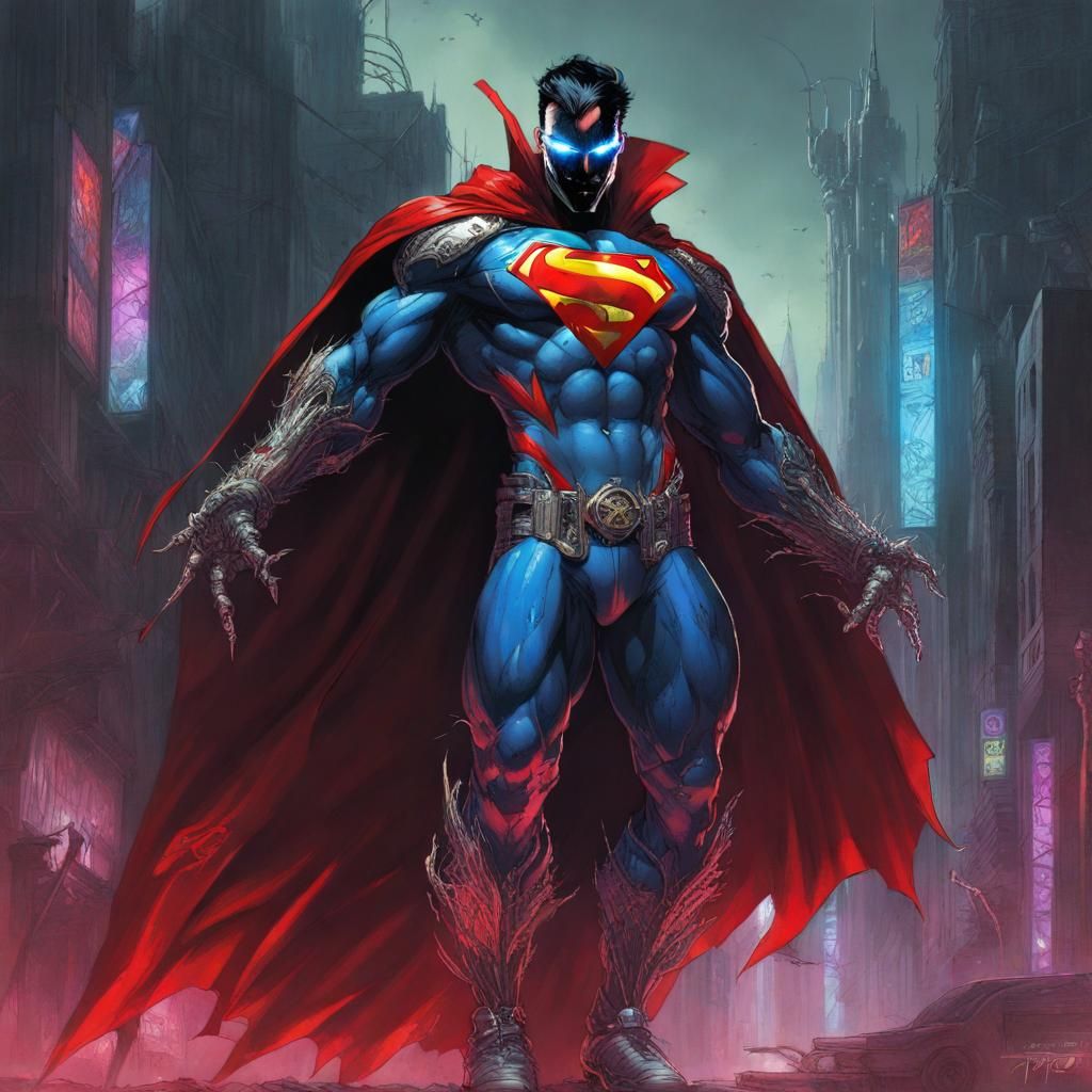Spawn as Superman in cyberpunk outfit - AI Generated Artwork ...