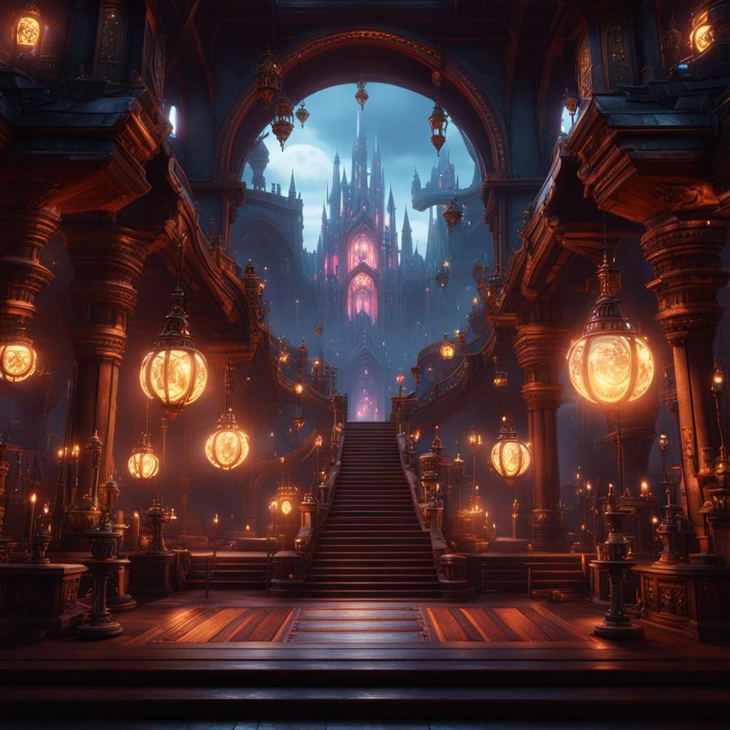 townhall - Fantastical Game Environment in Detailed Digital...