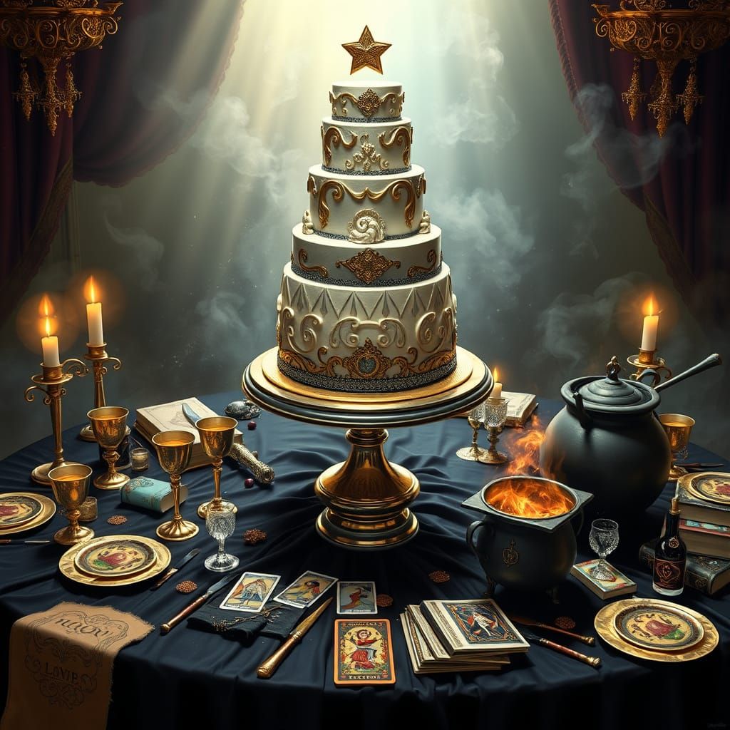 It's all Magic. - Ethereal Magic Cake Scene in Fantasy Style