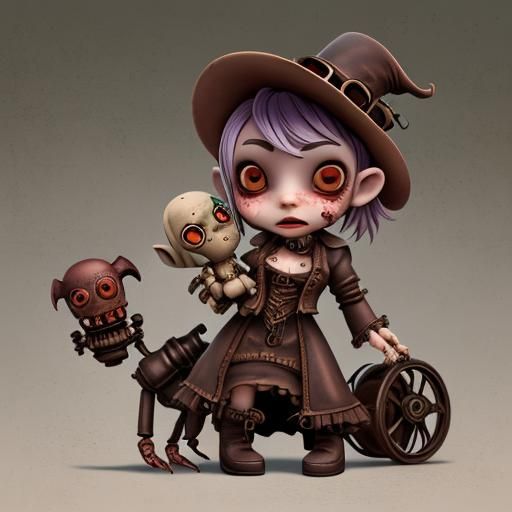 Female zombie child, holding her vampire stuffy - AI Generated Artwork ...